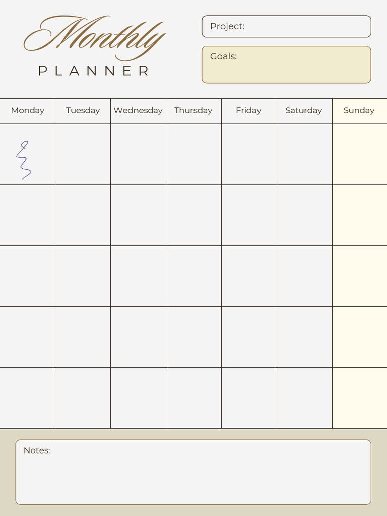 Grey Beige Aesthetic Elegant Student Productivity Kit Monthly Planner | PDF