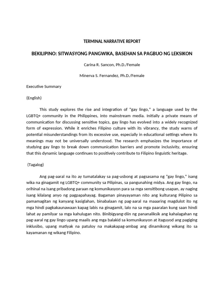 Understanding Gay Lingo in the Philippines | PDF | Jargon | Tagalog ...