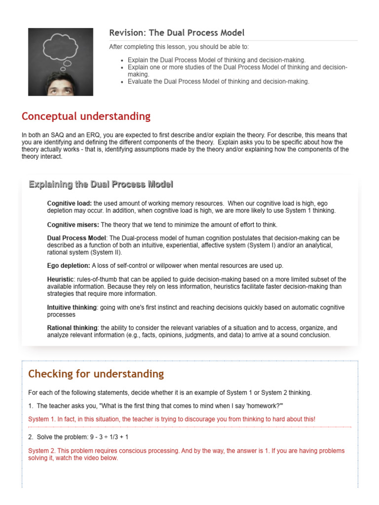 Understanding the Dual Process Model | PDF | Decision Making | Thought
