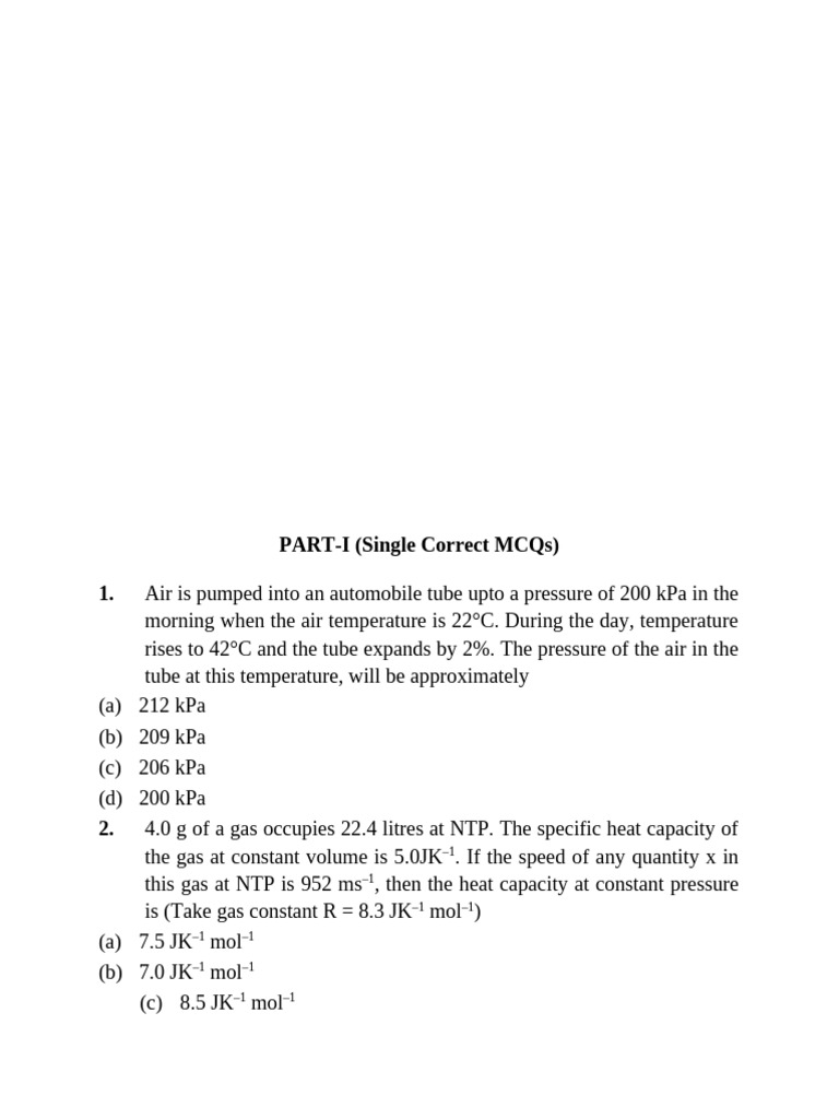 DPP Daily Practice Problems CH - 12 Kinetic Theory: Part-I (Single ...