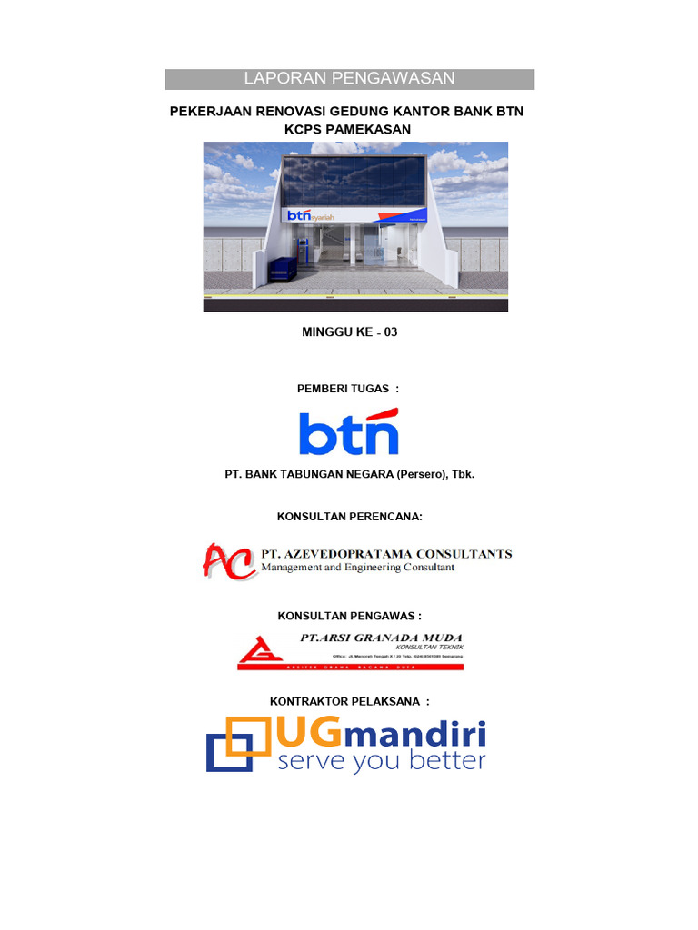 Laporan Progres mingguan ke 3 BTN KCPS PAMEKSAN | PDF
