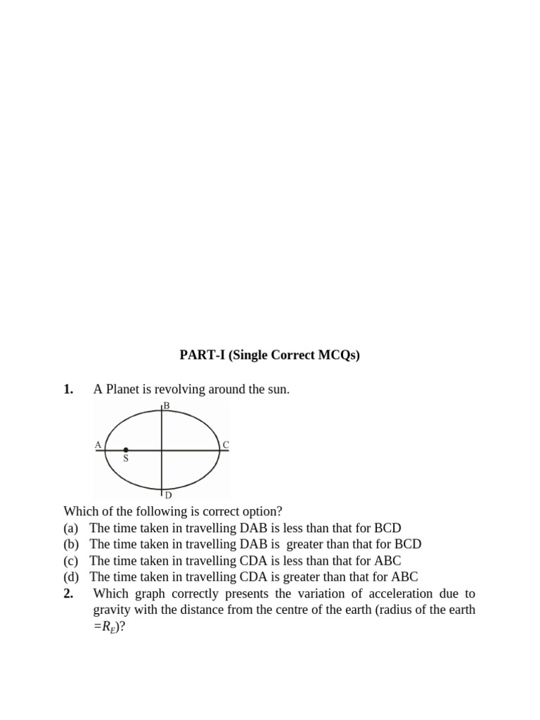 DPP Daily Practice Problems CH - 7 Gravitation: Part-I (Single Correct MCQS) 1 | PDF | Orbit ...