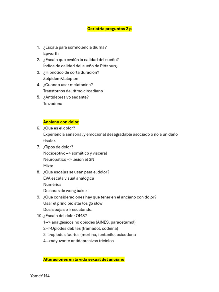 Preguntas de Geria 2p | PDF | Demencia | Aterosclerosis