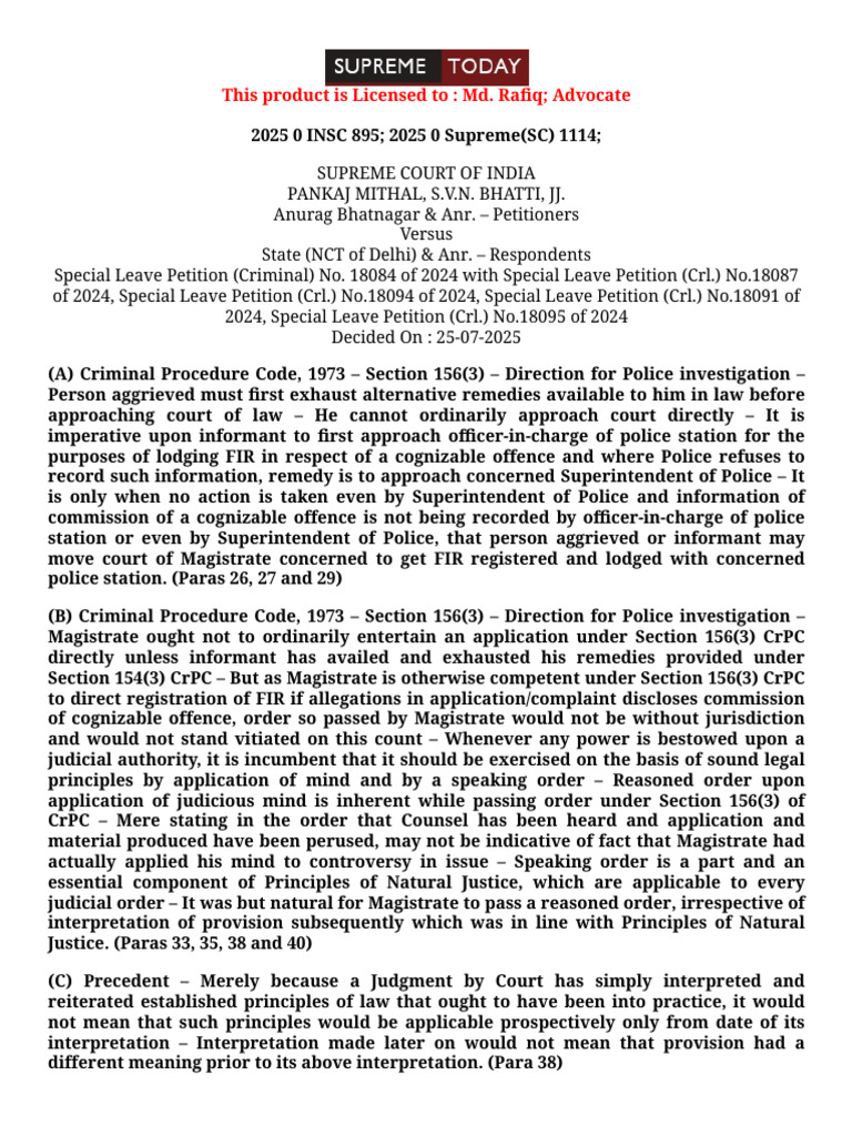 Anurag Bhatnagar Vs State (NCT of Delhi) | PDF | Criminal Justice ...