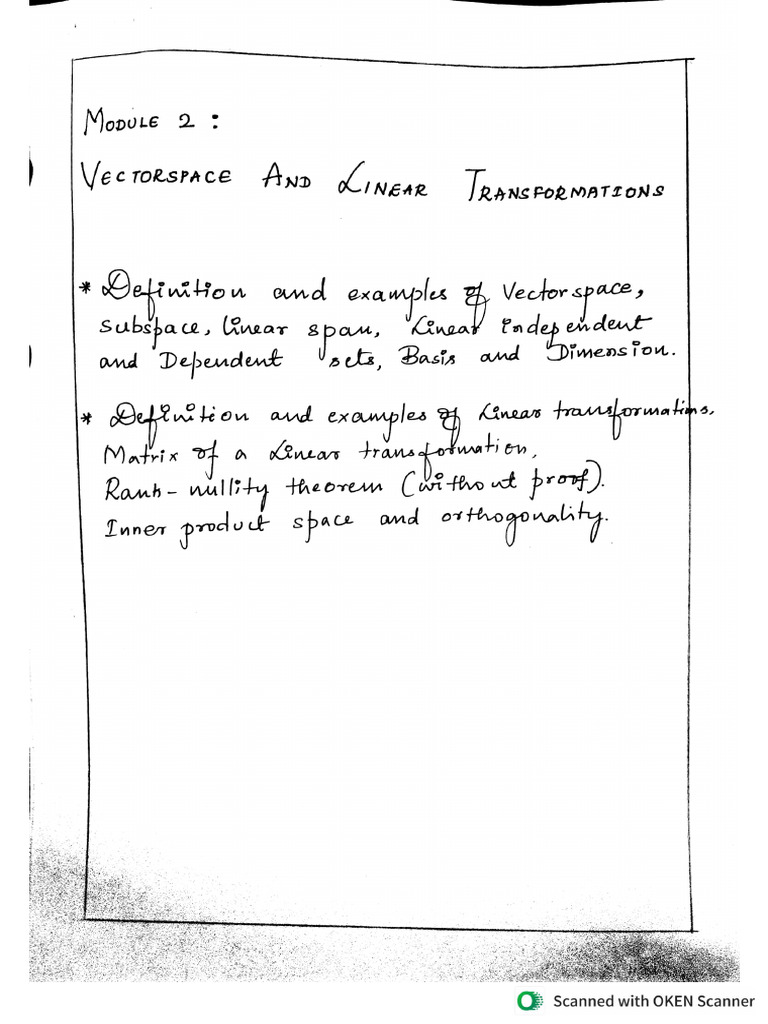 Module2 Vectorspace And Linear Transformations Pdf
