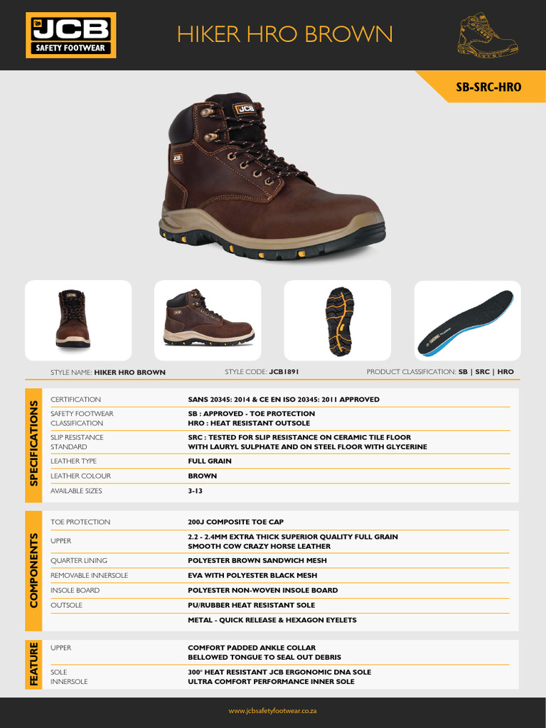JCB Spec Sheet Hiker HRO Brown | PDF