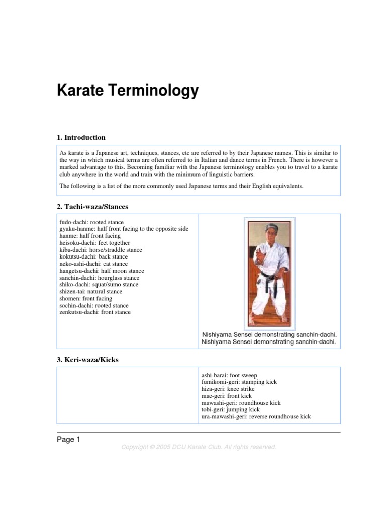 Karate Terminology | PDF | Karate | Gendai Budo
