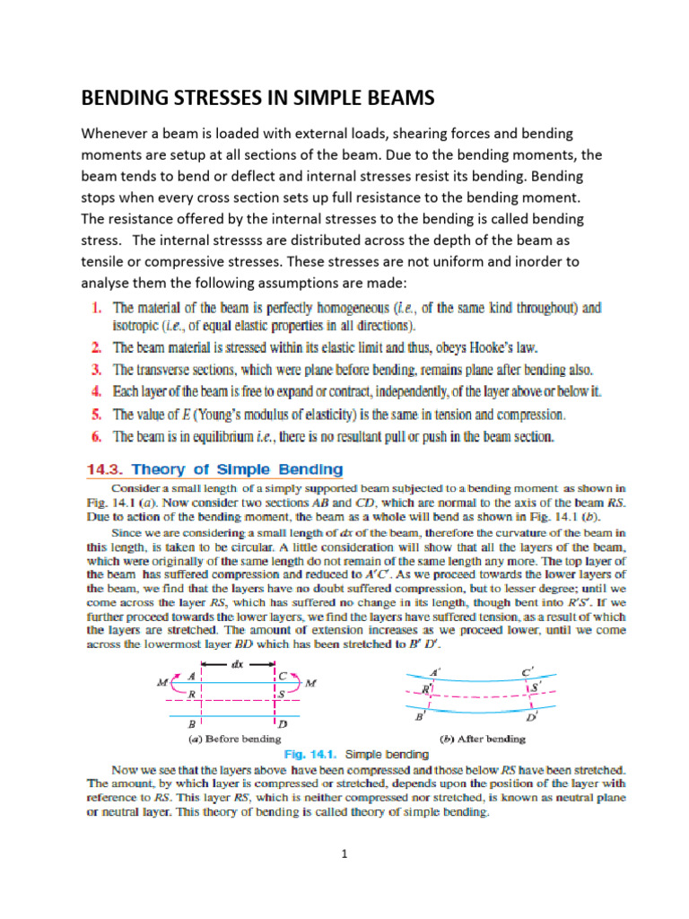 Bending Stresses in Simple Beams | PDF