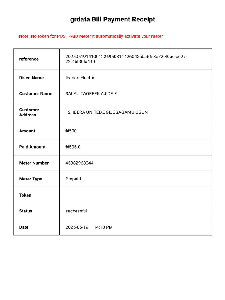 Bill Payment Receipt 662 | PDF