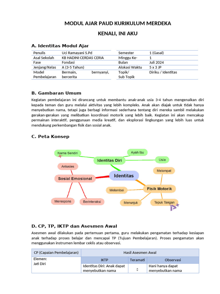 Modul Ajar PAUD Kurikulum Merdeka | PDF