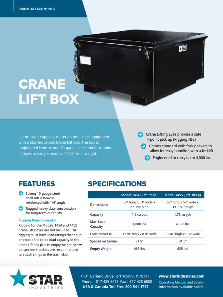 Crane Lift Box Specifications and Features | PDF | Crane (Machine)