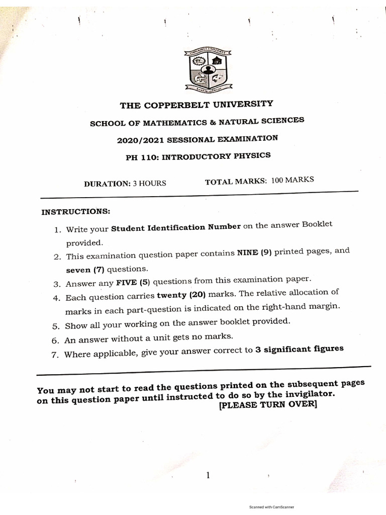 PH 110 - 2021 - Sessional | PDF