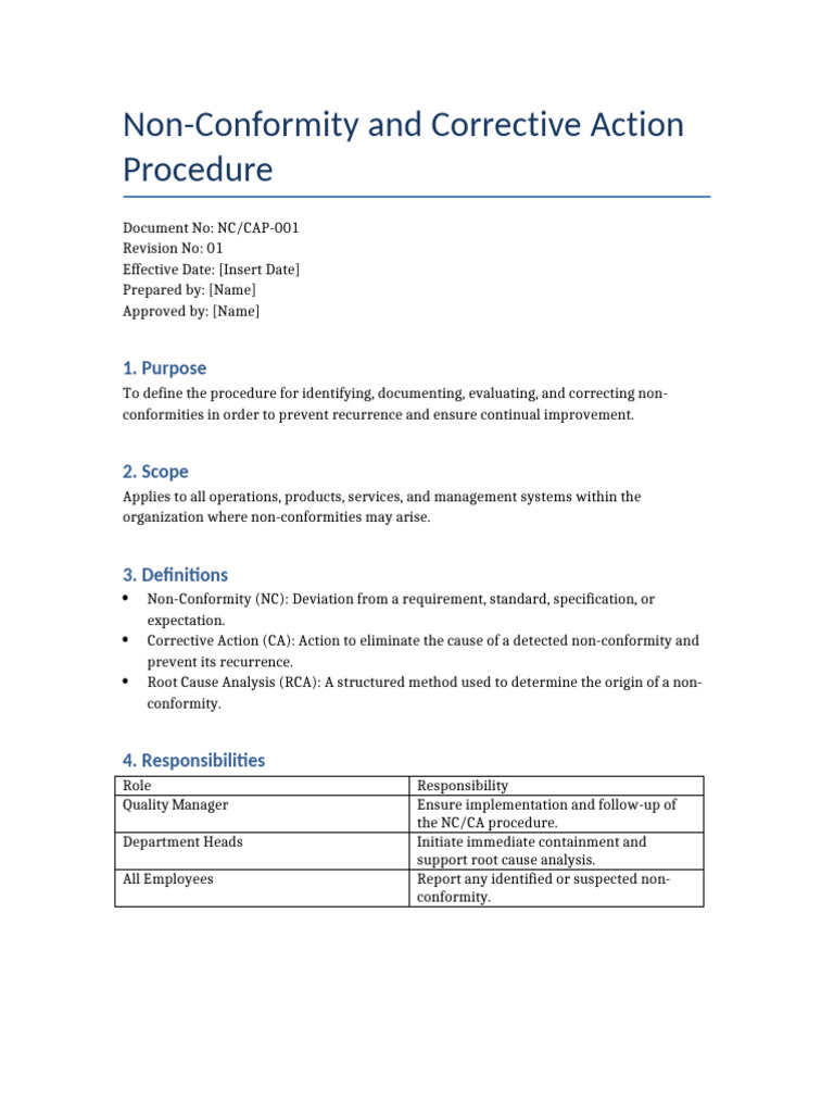Non-Conformity and Corrective Action Process | PDF | Systems Thinking | Quality