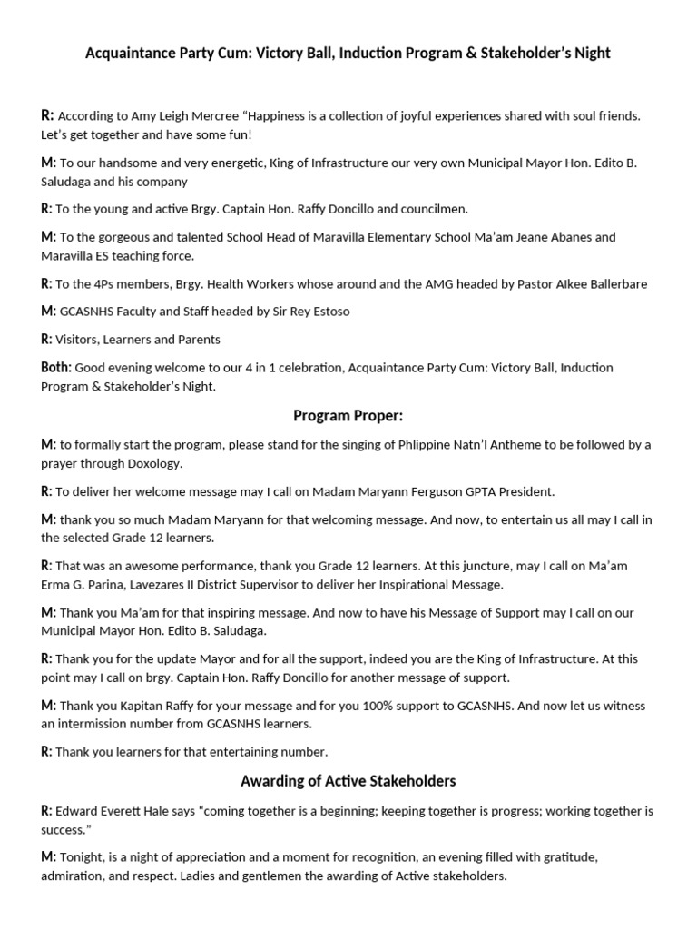Acquaintance Party & Induction Program | PDF