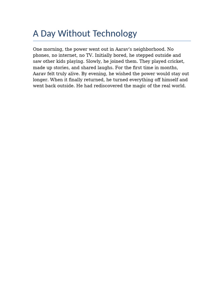 A Day Without Technology | PDF