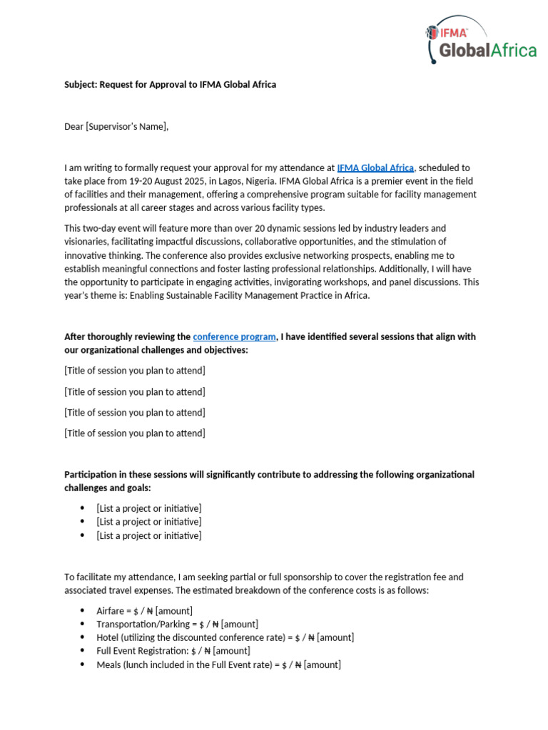 IGA25 Convince Your Boss Letter Template | PDF