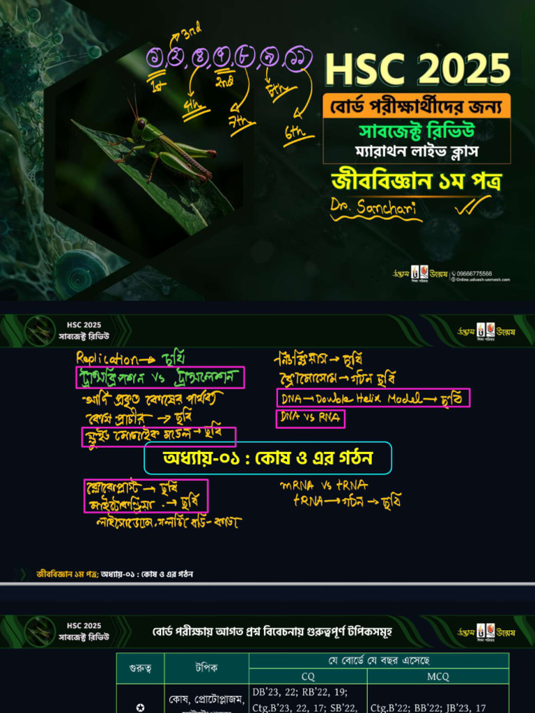 Biology 1st Paper Subject Review Class 2025 | PDF