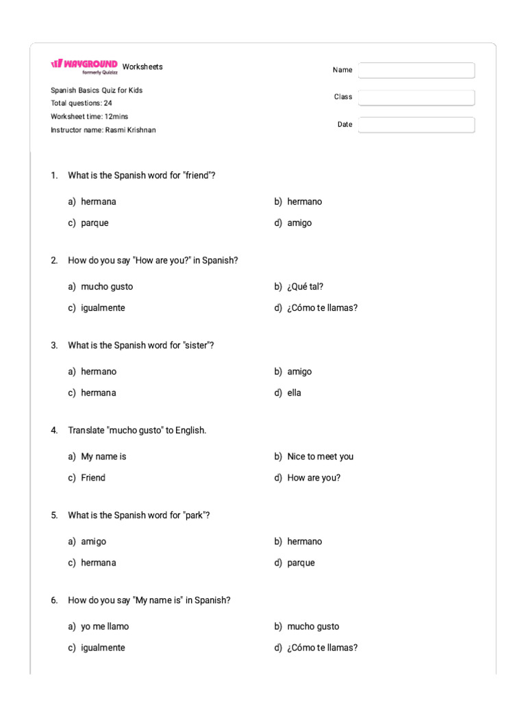 Quiz de español para principiantes | PDF