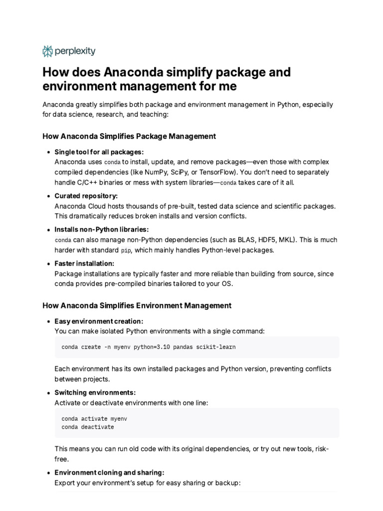 How Does Anaconda Simplify Package and Environment | PDF | Software ...