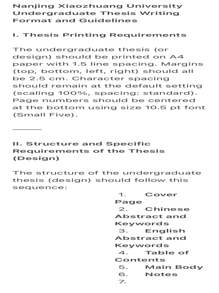 Nanjing Xiaozhuang Thesis Guidelines | PDF | Thesis | Note (Typography)