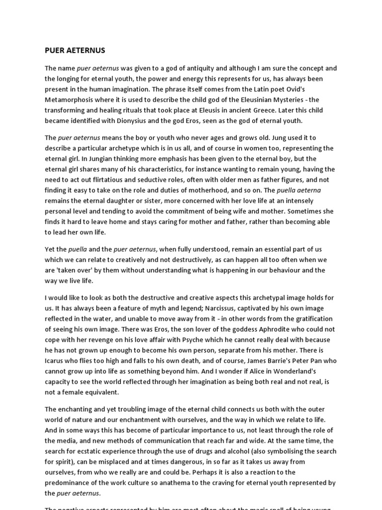 Understanding Puer Aeternus Archetype | PDF | Psychology ...