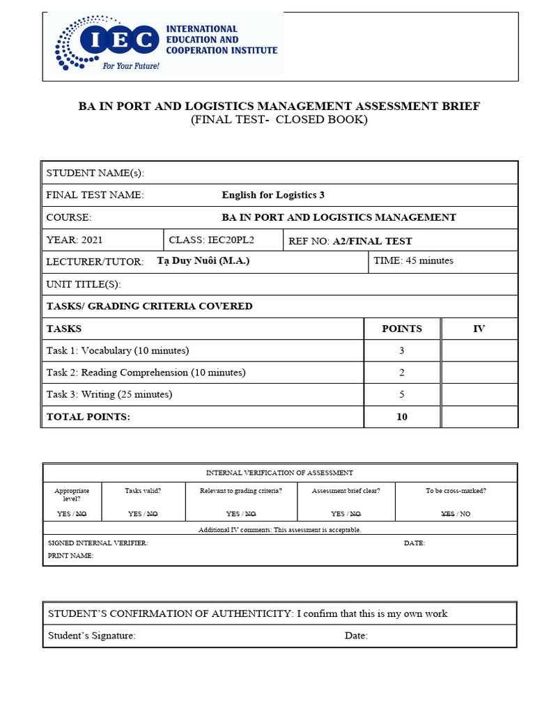 Final Test | PDF | Airport | Receipt