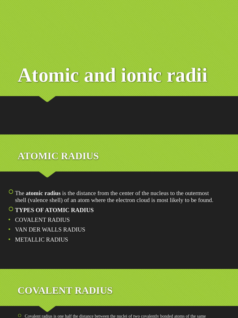 Atomic and Ionic Radii | PDF | Chemical Bond | Ion
