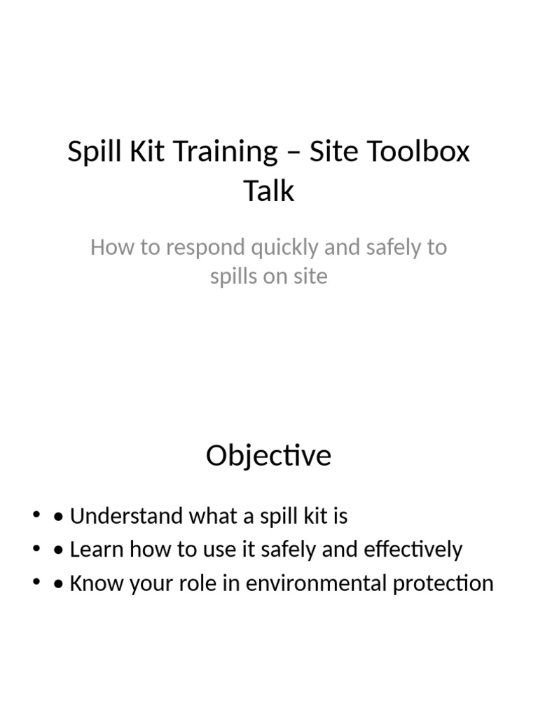 Spill Kit Training Toolbox Talk | PDF