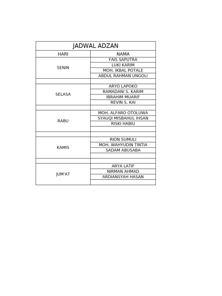 Jadwal Adzan | PDF