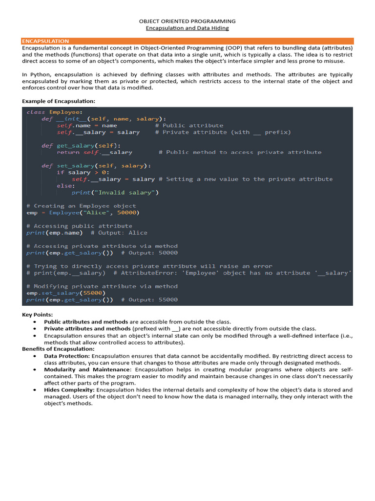 004 - OOP-Encapsulation and Data Hiding | PDF | Object Oriented Programming | Class (Computer ...