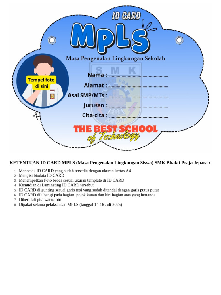 Panduan ID Card MPLS SMK Bhakti Praja | PDF