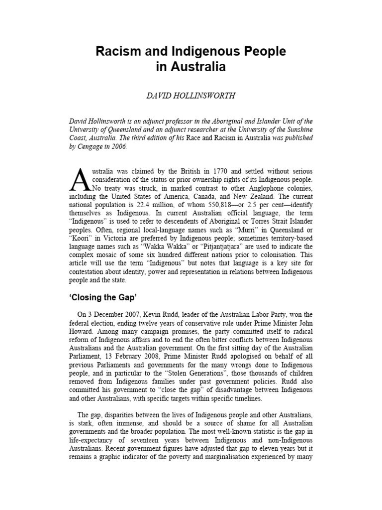 Racism and Indigenous Australians' Struggles | PDF | Indigenous ...