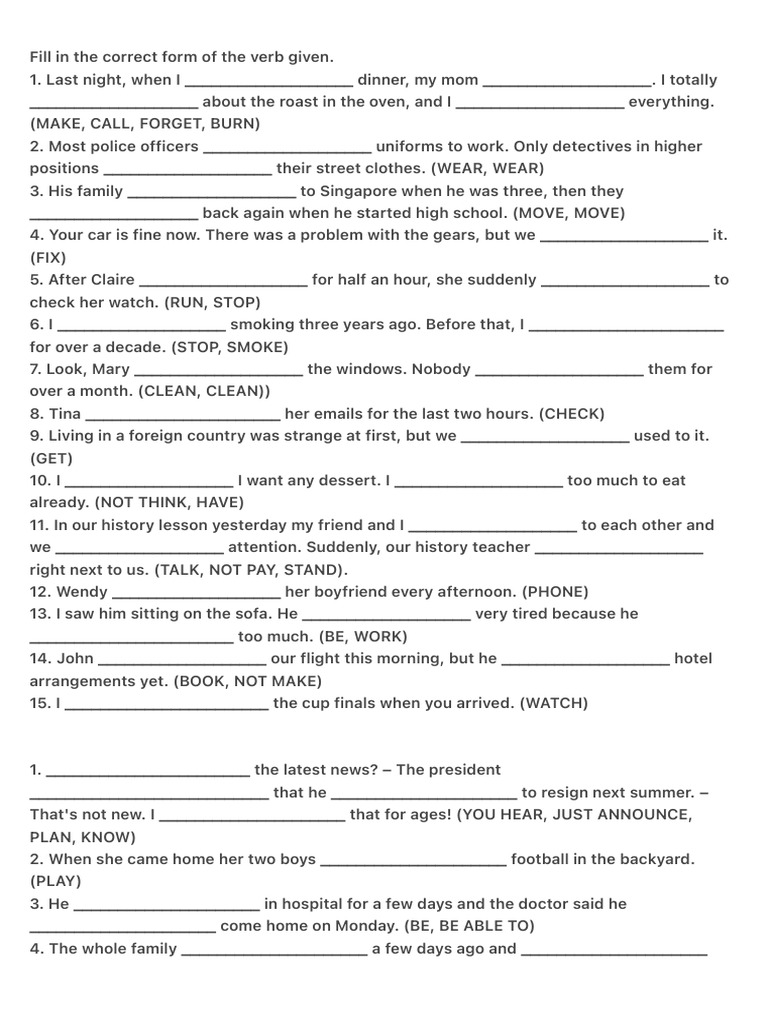 Fill in The Correct Form of The Verb Given. | PDF