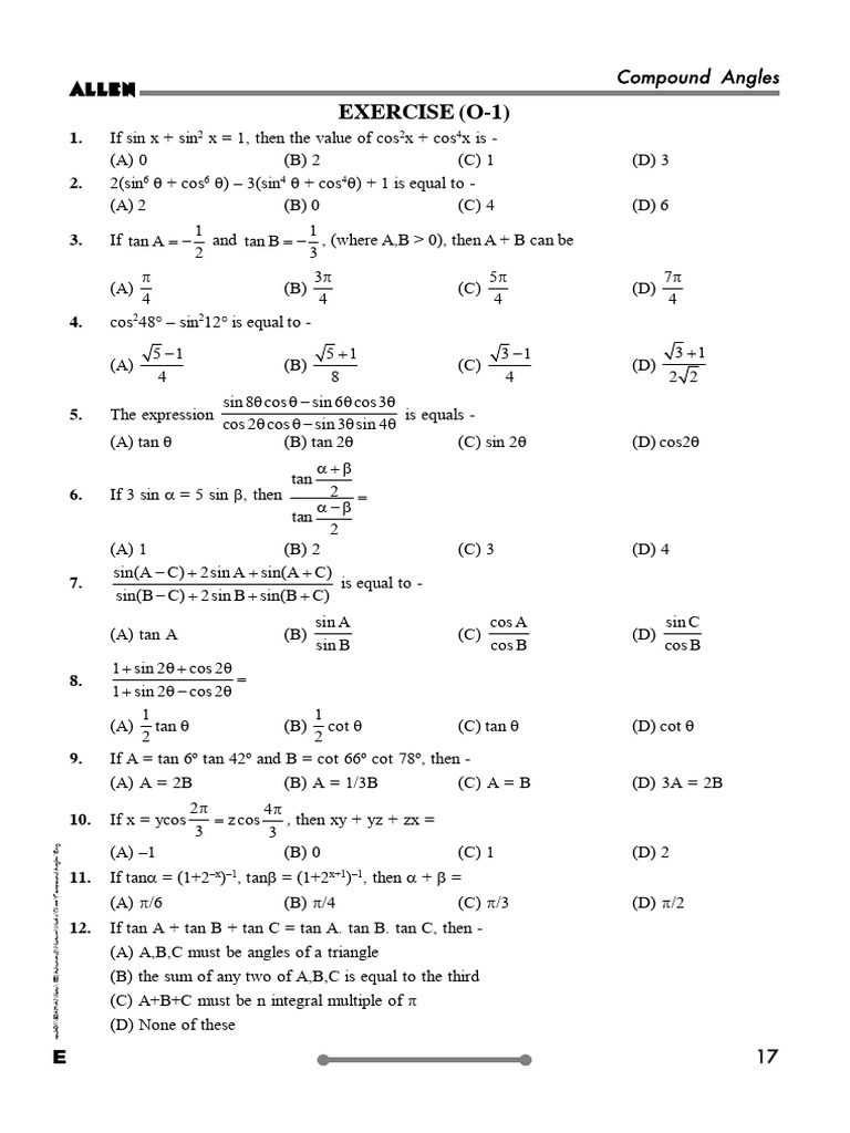 Trigonometry Ratio Kota Module | PDF | Mathematical Objects | Euclid