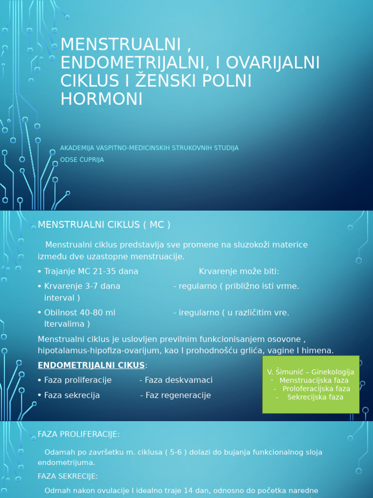 Menstrualni J Endometrijalni J I Ovarijalni Ciklus I | PDF