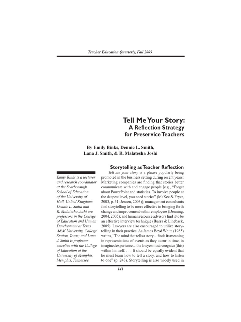Storytelling for Teacher Reflection | PDF | Teachers | Storytelling