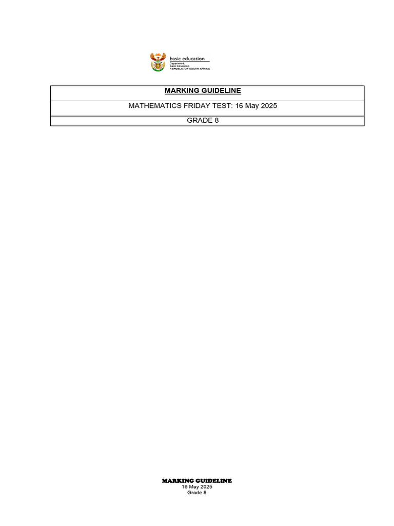 Grade 8 Math Marking Guidelines 2025 | PDF | Numbers | Mathematics