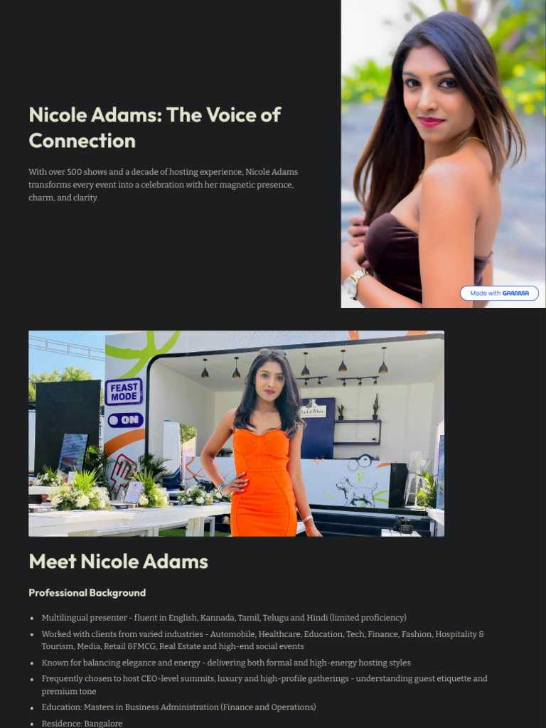 Nicole Adams: Expert Event Host | PDF