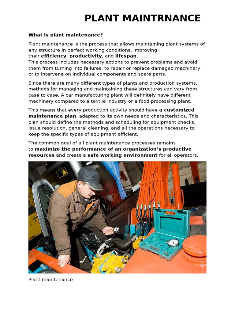 Types and Importance of Plant Maintenance | PDF | Systems Engineering ...