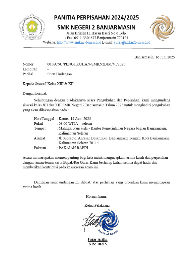 Surat Undangan Pengukuhan | PDF