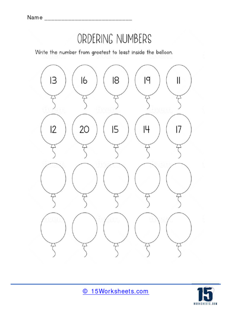 Balloon Ordering Numbers | PDF