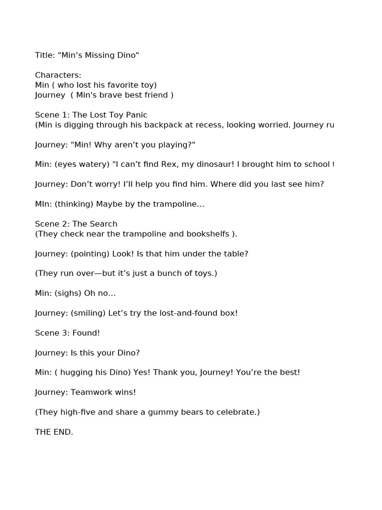 Min's Missing Dino - Script | PDF