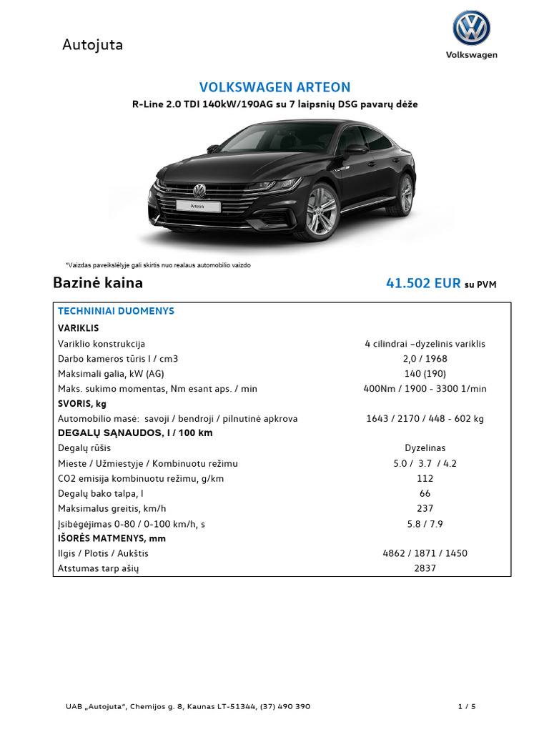 4 Arteon R-Line 2.0 TDI 190 AG DSG DEEP BLACK PEARL | PDF