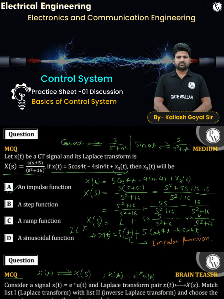Basic of Control System - Practice Sheet 01 Discussion Notes (By ...