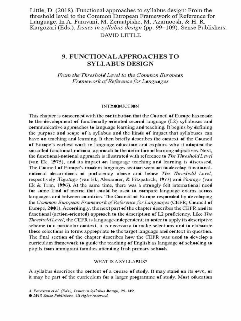 Functional Approaches to Syllabus Design | PDF | Linguistics | Learning