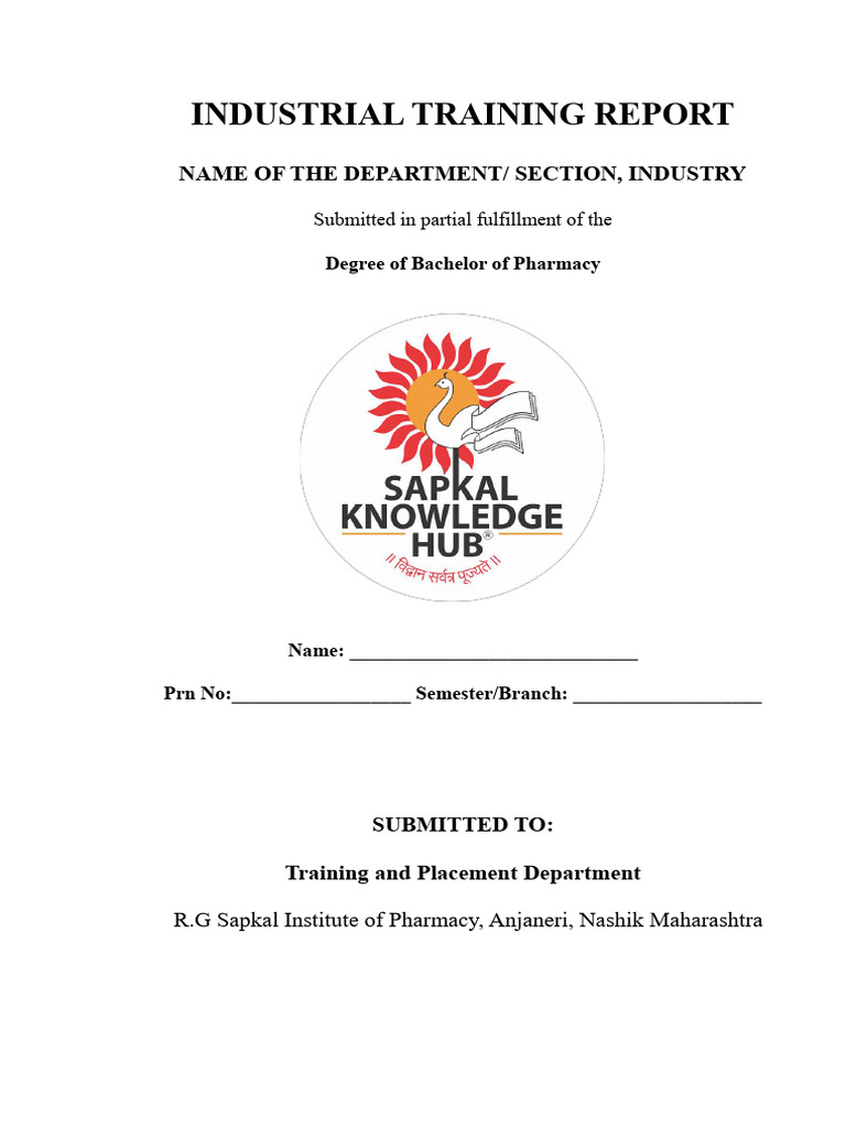 Industrial Training Report: B.Pharm | PDF | Qualifications | Vocational ...