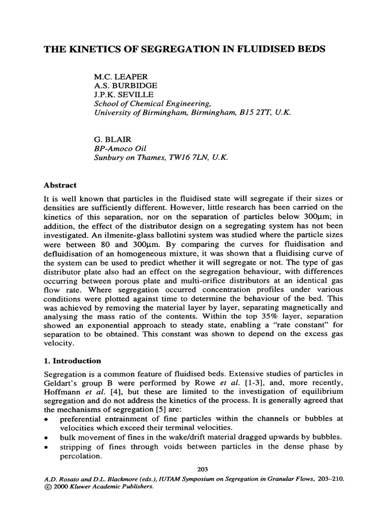 Segregation Using Fluidization | PDF | Gases | Fluidization