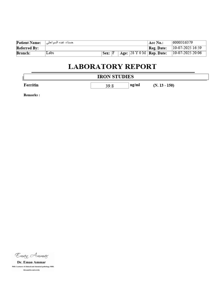 Laboratory Report: Iron Studies | PDF | Inflammatory Bowel Disease ...