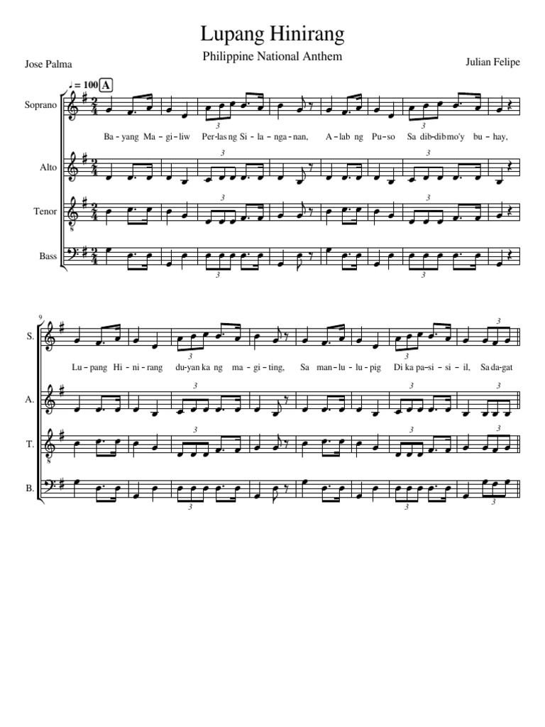 Philippine National Anthem Lyrics | PDF | Philippines