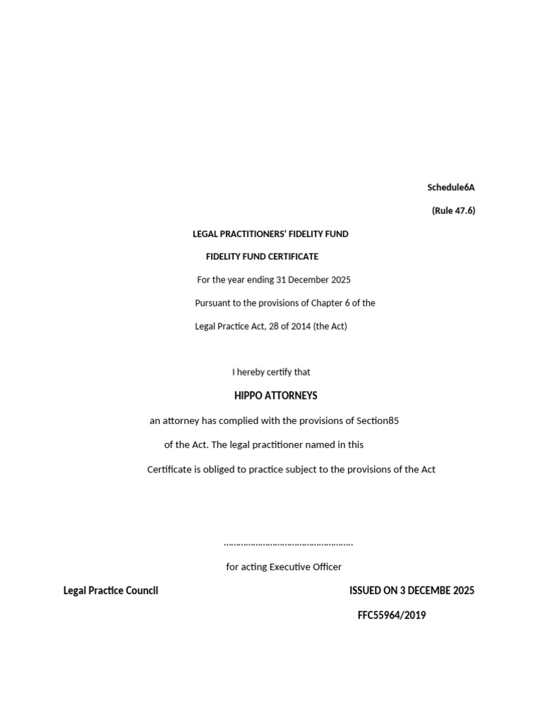 Fidelity Fund Certificate 2025 | PDF